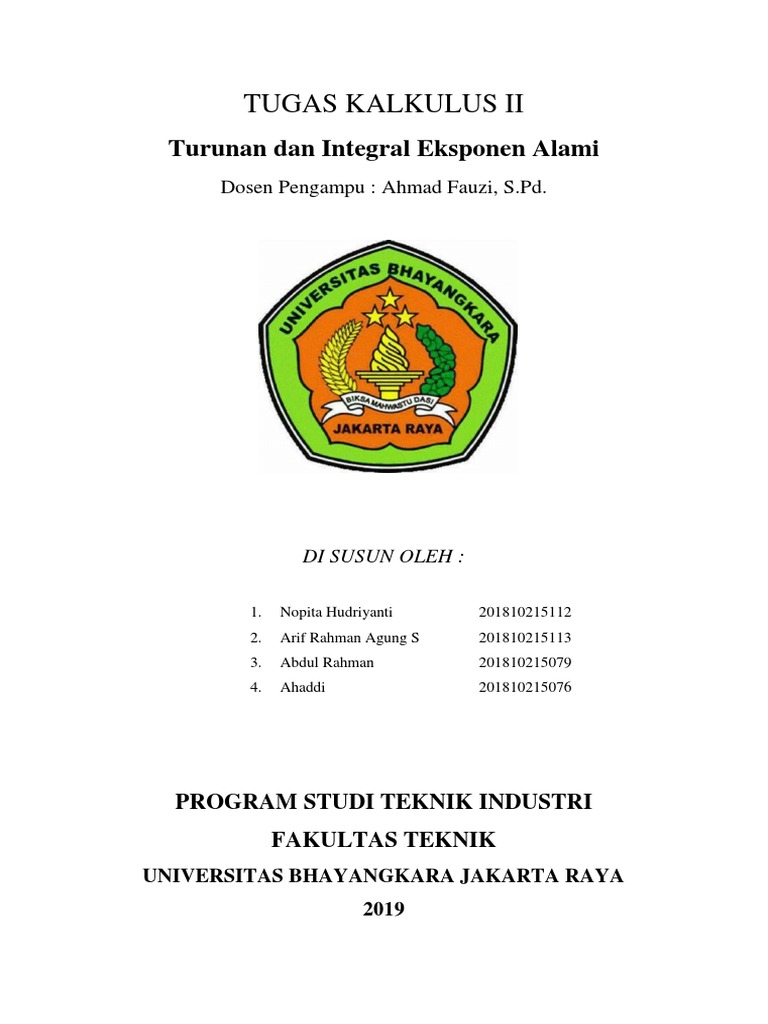 Tugas Kalkulus Ii: Turunan Dan Integral Eksponen Alami | PDF