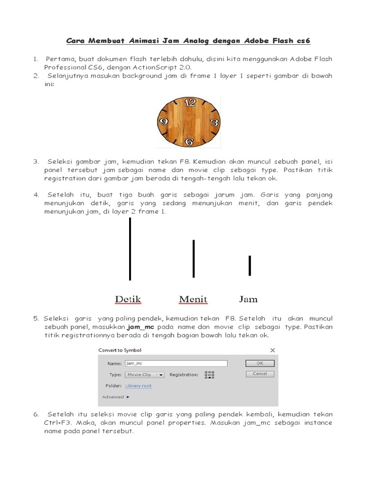 Cara Membuat Animasi Jam Analog Dengan Adobe Flash Cs6 | PDF ...