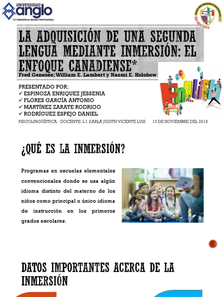 La Adquisición de Una Segunda Lengua Mediante Inmersión | PDF ...