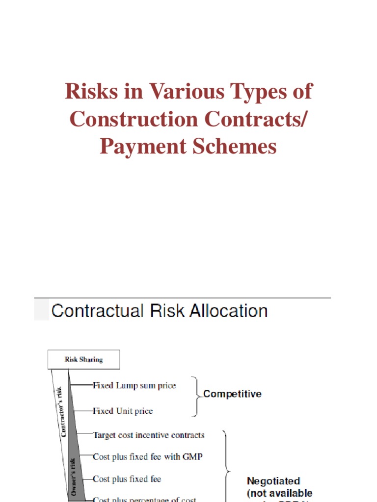Risks in Various Types of Construction Contracts/ Payment Schemes | PDF ...
