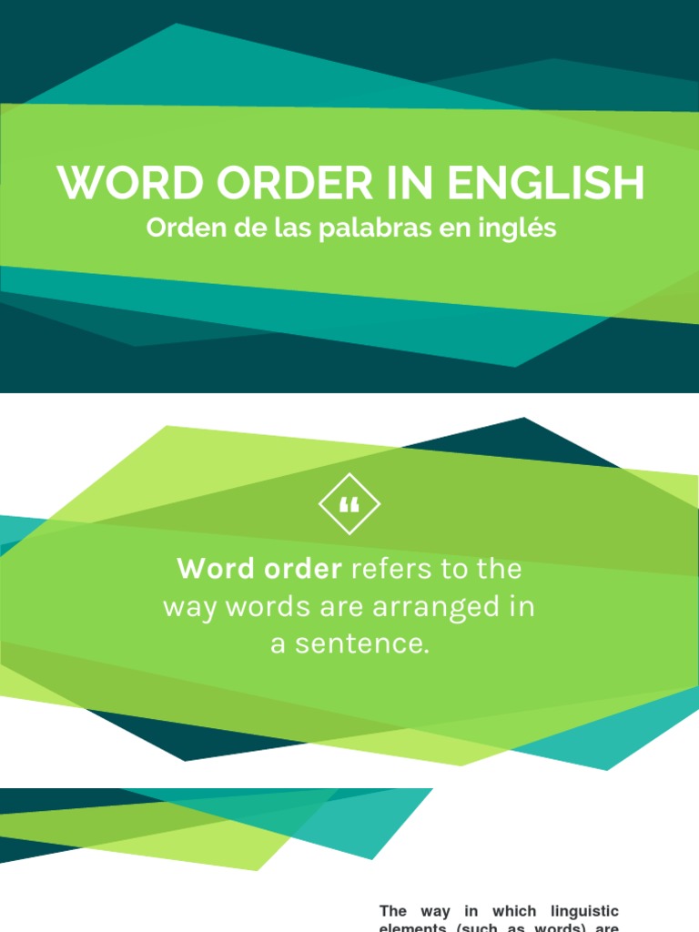 Understanding English Word Order | PDF | Part Of Speech | Word
