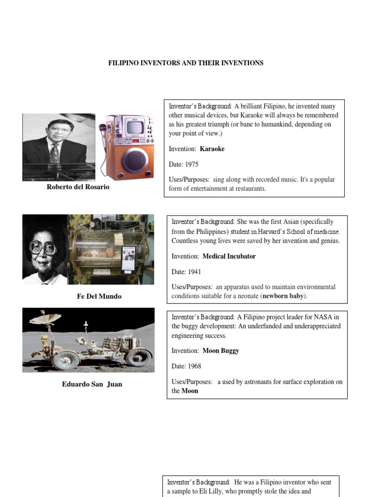 Filipino Inventors And Their Inventions