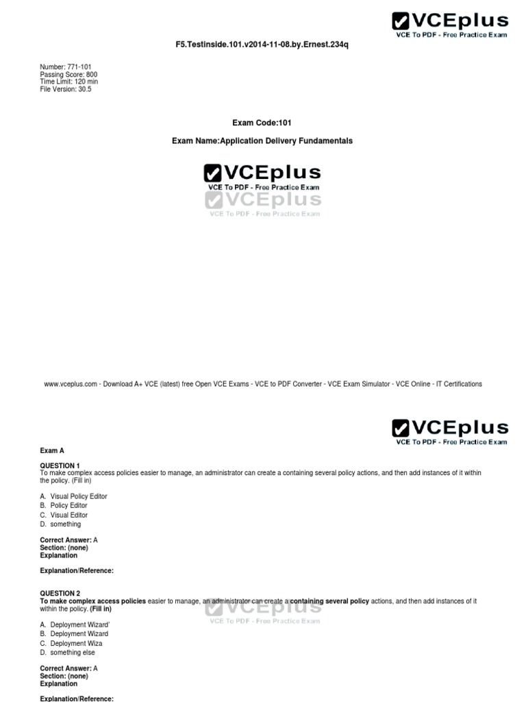 F5 101 Test Notes | PDF | Load Balancing (Computing) | Hypertext ...