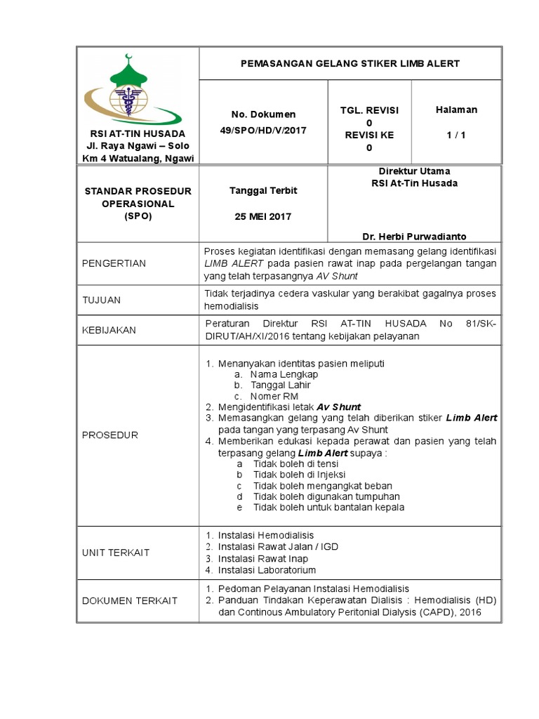 Pemasangan Gelang Stiker Limb Alert | PDF