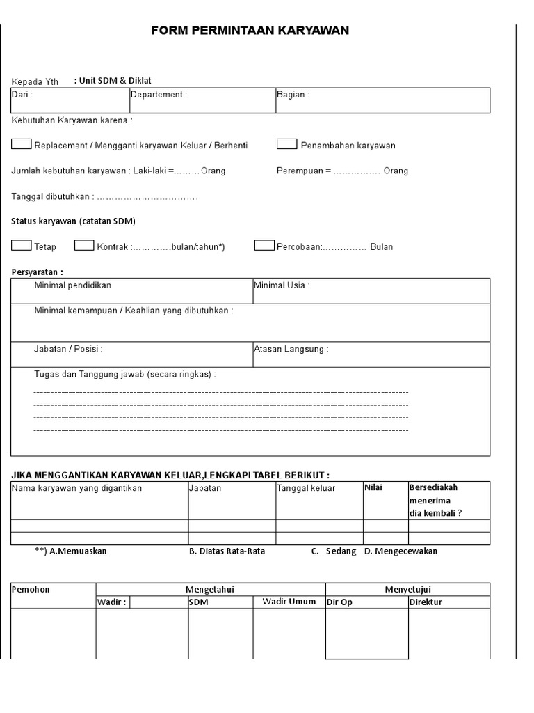 Form Permintaan Karyawan | PDF