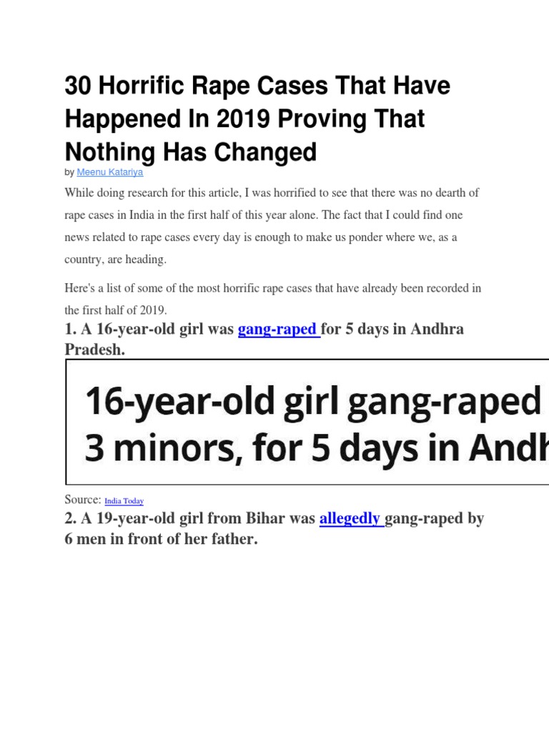 30 Horrific Rape Cases That Have Happened in 2019 Proving That Nothing ...
