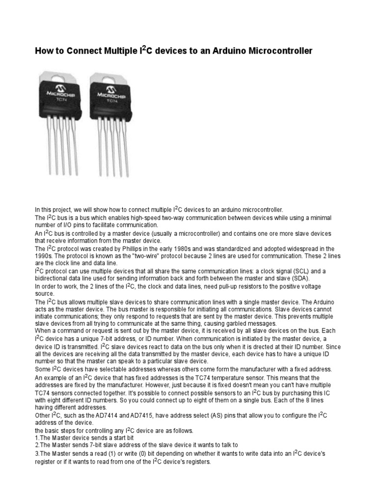 How To Connect Multiple I2c Devices To An Arduino Microcontroller Pdf