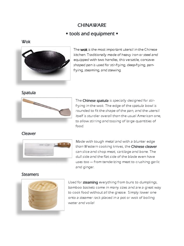 Tools and Equipment - : Chinaware | PDF | Tableware | Chinese Cuisine