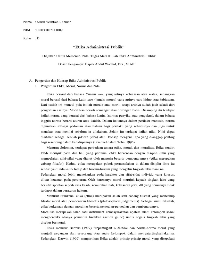 Etika Administrasi Publik | PDF