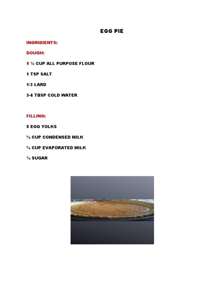 Egg Pie | PDF | Home & Garden