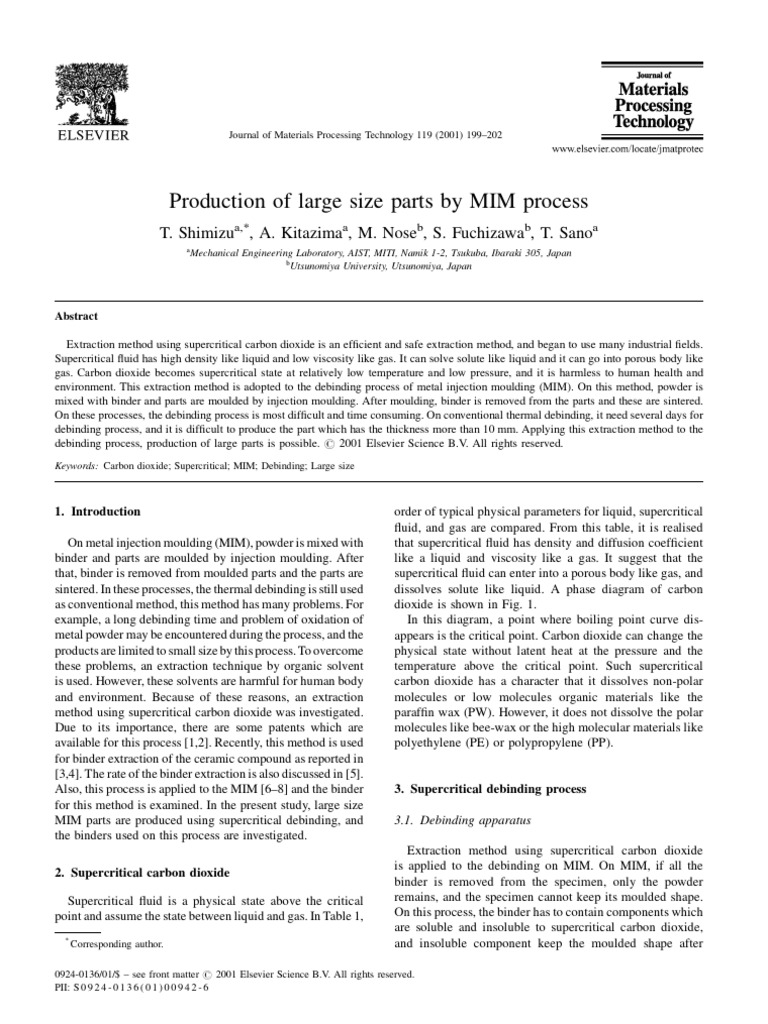 Production of Large Size Parts by MIM Process: T. Shimizu, A. Kitazima ...