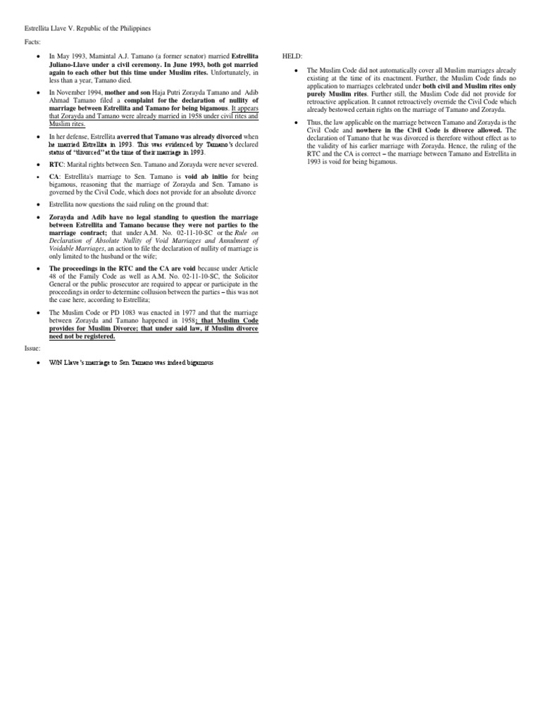 Declaration of Absolute Nullity of Void Marriages and Annulment of ...