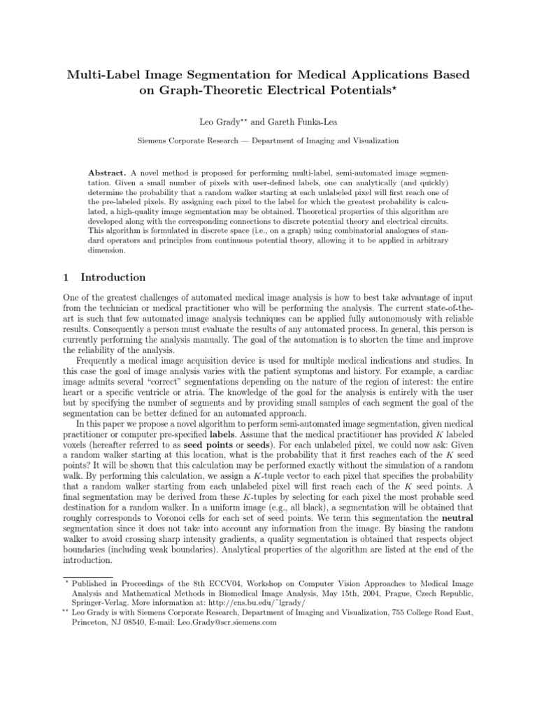 Multi-Label Image Segmentation For Medical Applications Based On Graph-Theoretic Electrical ...