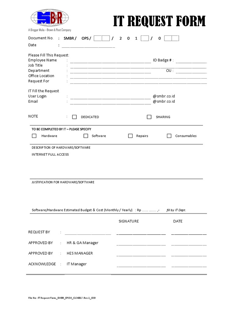 It Request Form: Dedicated Sharing | PDF | Computer Networking | Software
