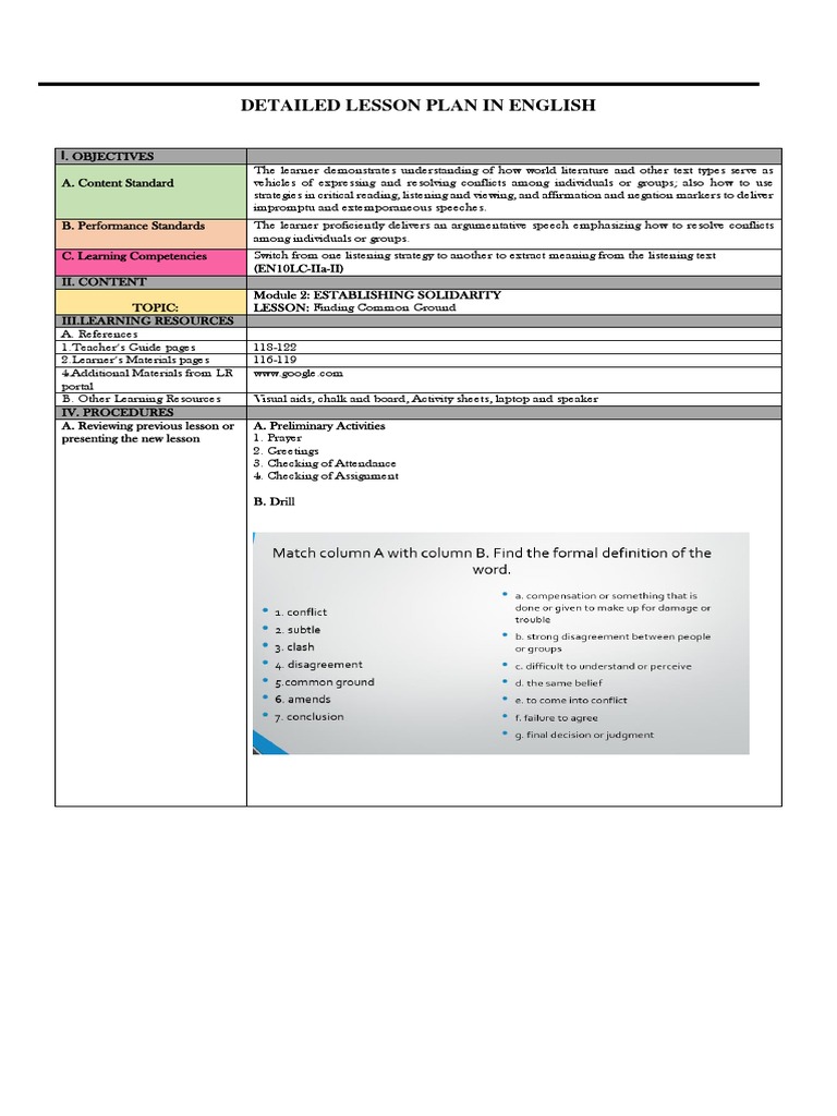 LP Finding Common Ground | PDF | Lesson Plan | Learning