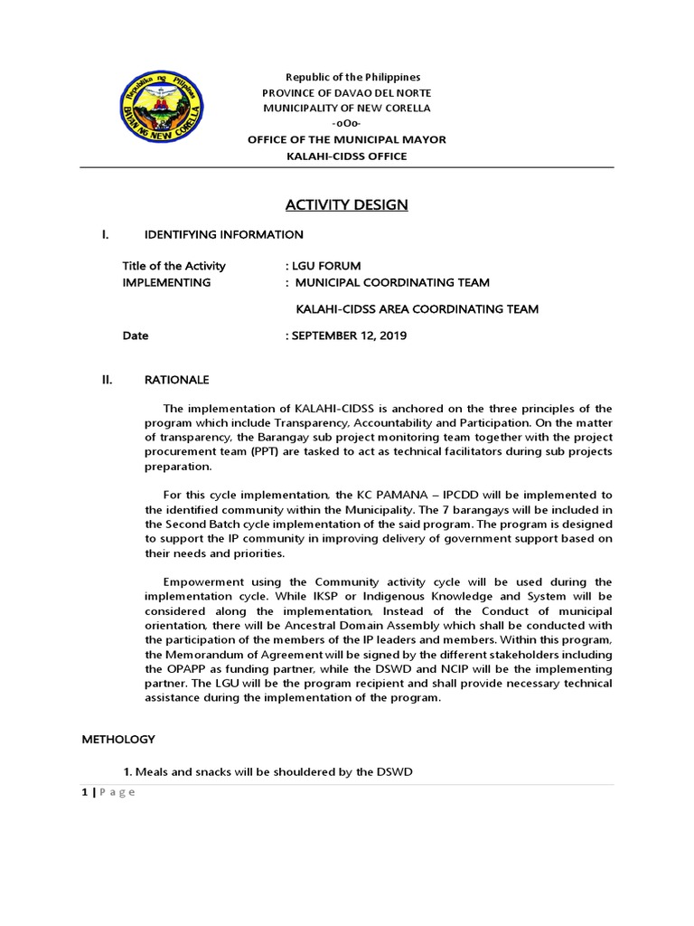 Activity Design - Lgu Forum | PDF | Public Sphere | Government