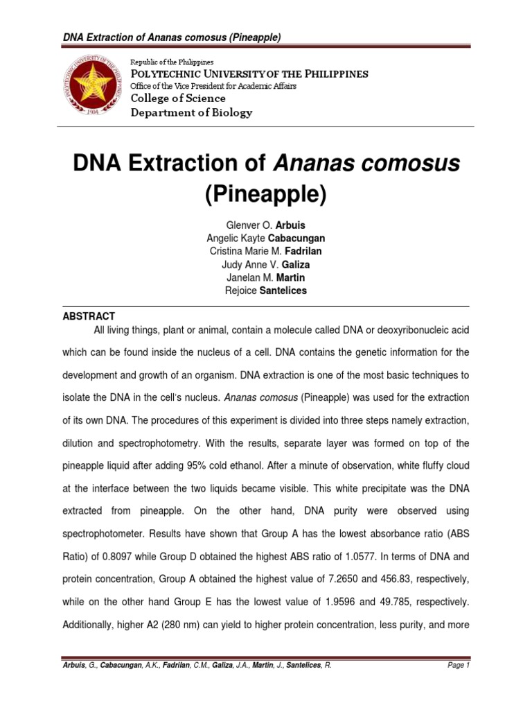 DNA Extraction | PDF | Spectrophotometry | Molecular Biology