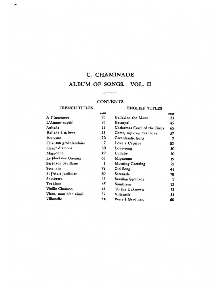 Chaminade, Cecile - Songs II - Hoch | PDF