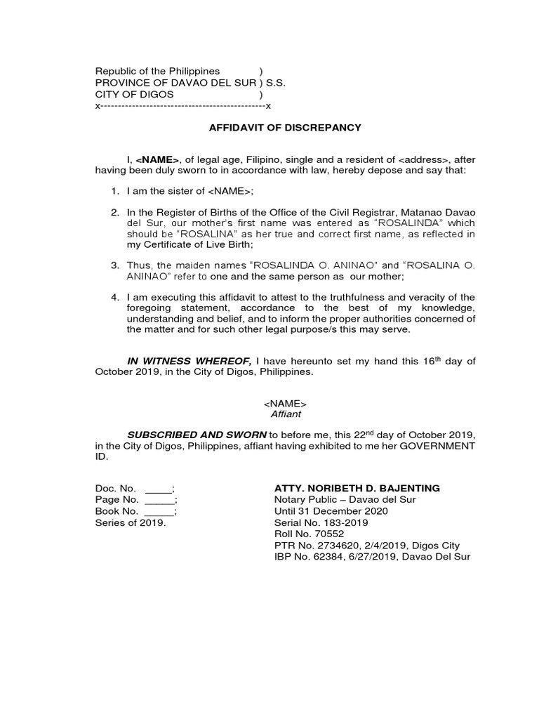 Affidavit of Discrepancy | PDF