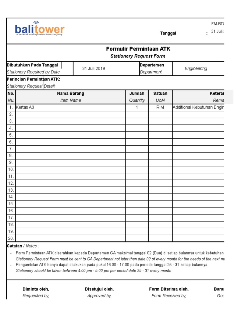 Form Permintaan ATK | PDF