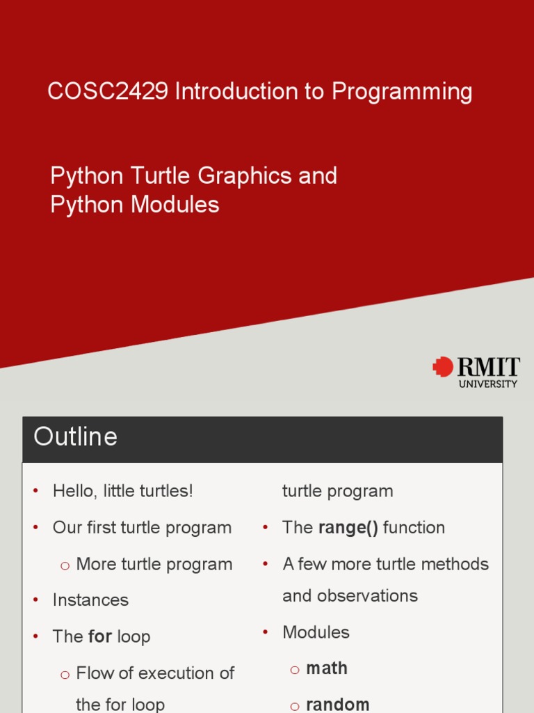 w3 Turtle Graphics and Python Modules | PDF | Control Flow | Iteration