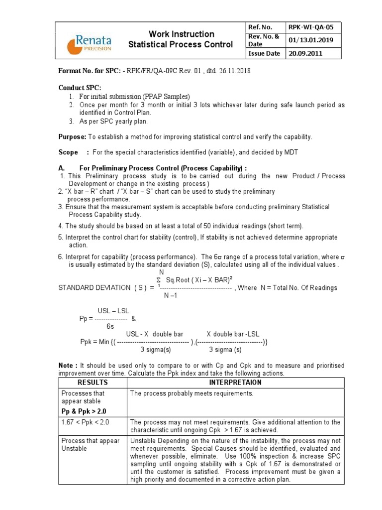 Wi SPC | PDF | Standard Deviation | Statistics