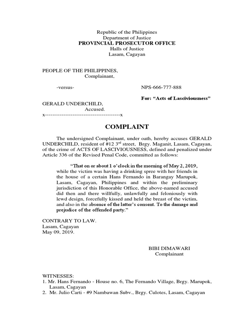 Complaint: Provincial Prosecutor Office | PDF | Politics | Social Science