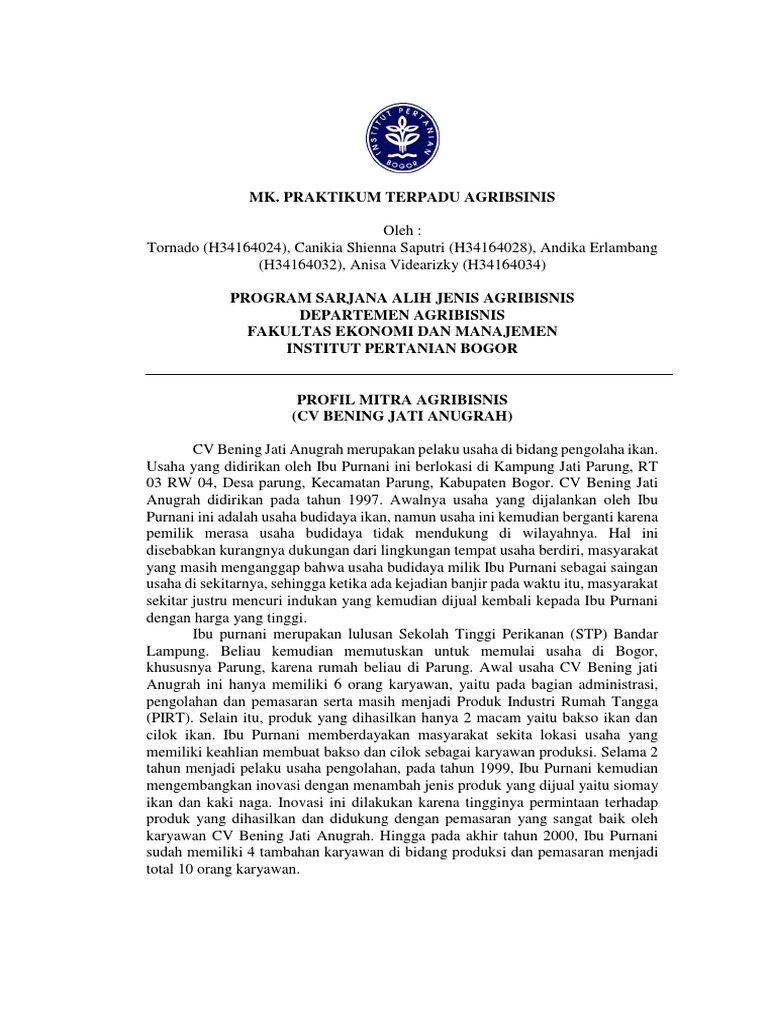 Profil Mitra Agribisnis | PDF