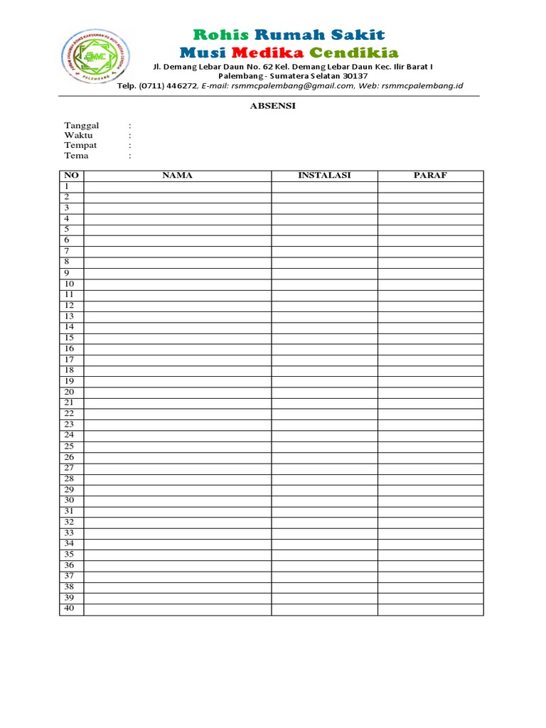 Absensi Acara Rohis | PDF
