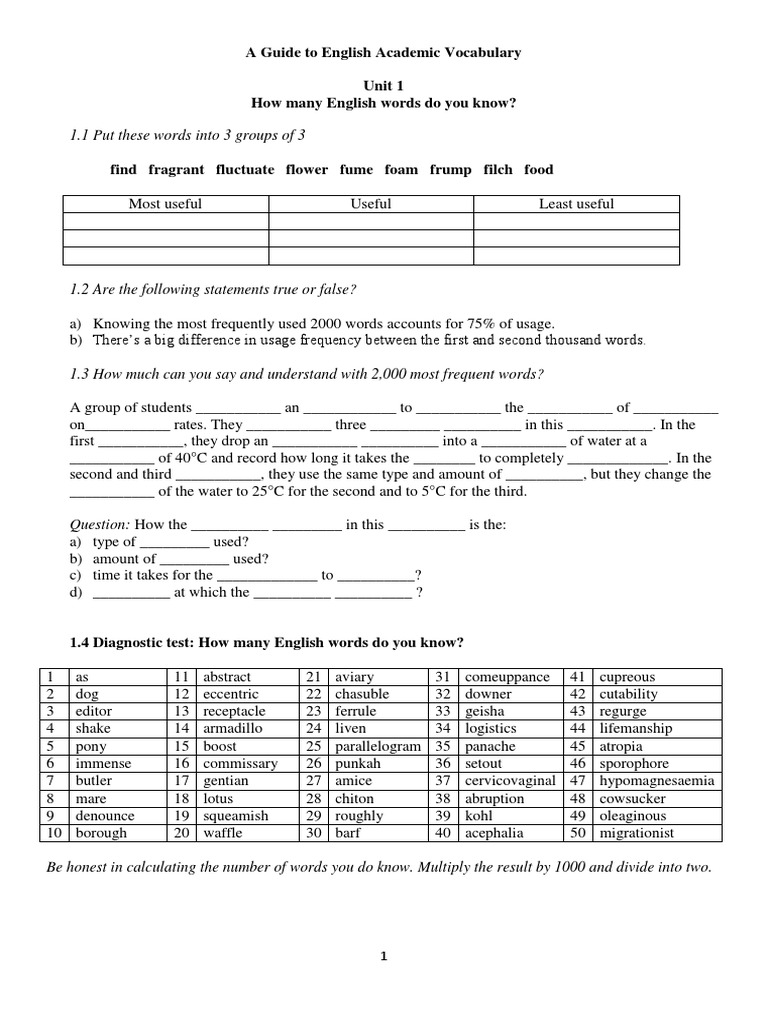 Academic Vocabulary Guide | PDF | Experiment | Social Science
