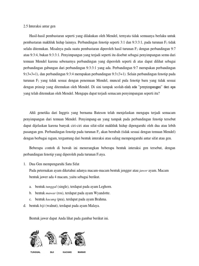 INTERAKSI GEN DALAM MENENTUKAN SIFAT MAKHLUK HIDUP | PDF