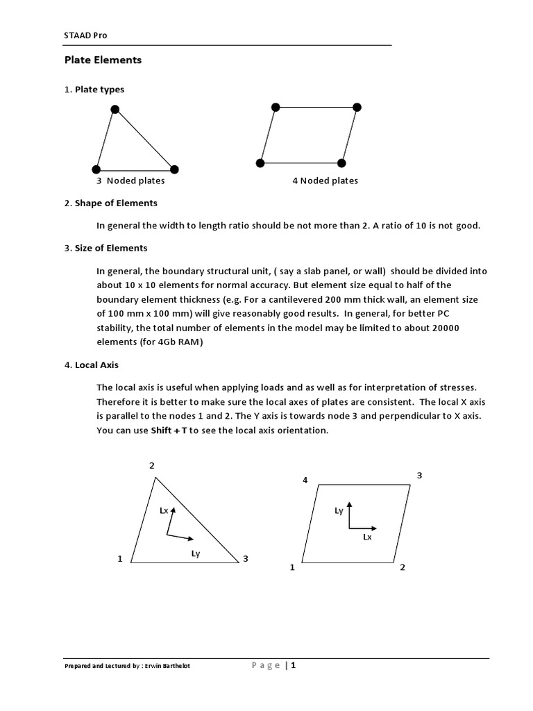 STAAD Pro - Lesson 08 - Plate Elements - Basics | PDF | Cartesian ...