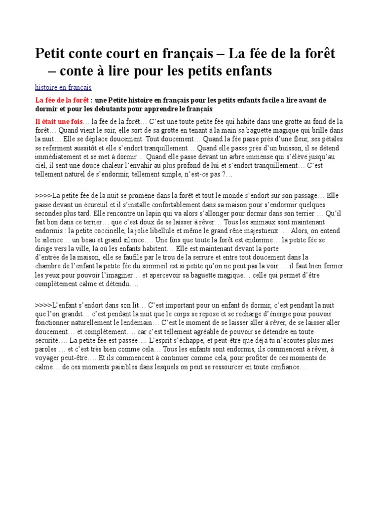 Petit Conte Court en Français - La Fée de La Forêt - Conte À Lire Pour ...