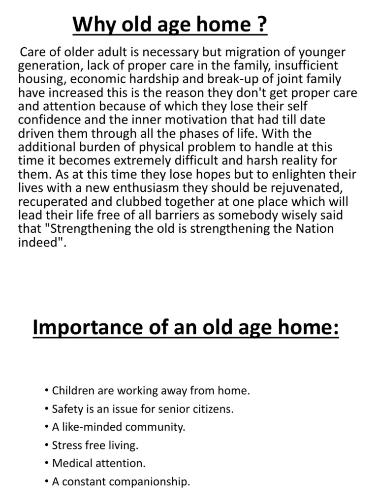 Old Age Home | PDF
