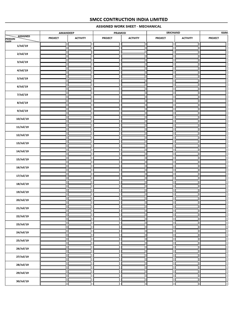 Work Assigned Sheet | PDF