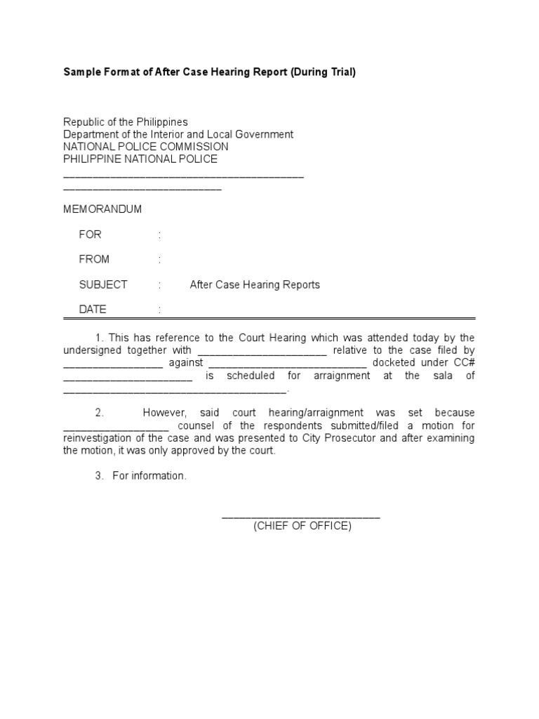 After Case Hearing Report Format | PDF | Law