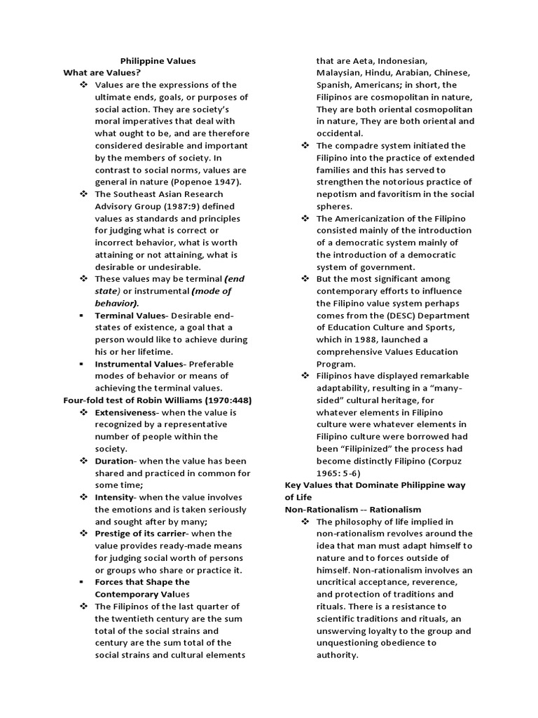 Understanding Filipino Values System | PDF | Value (Ethics) | Philippines