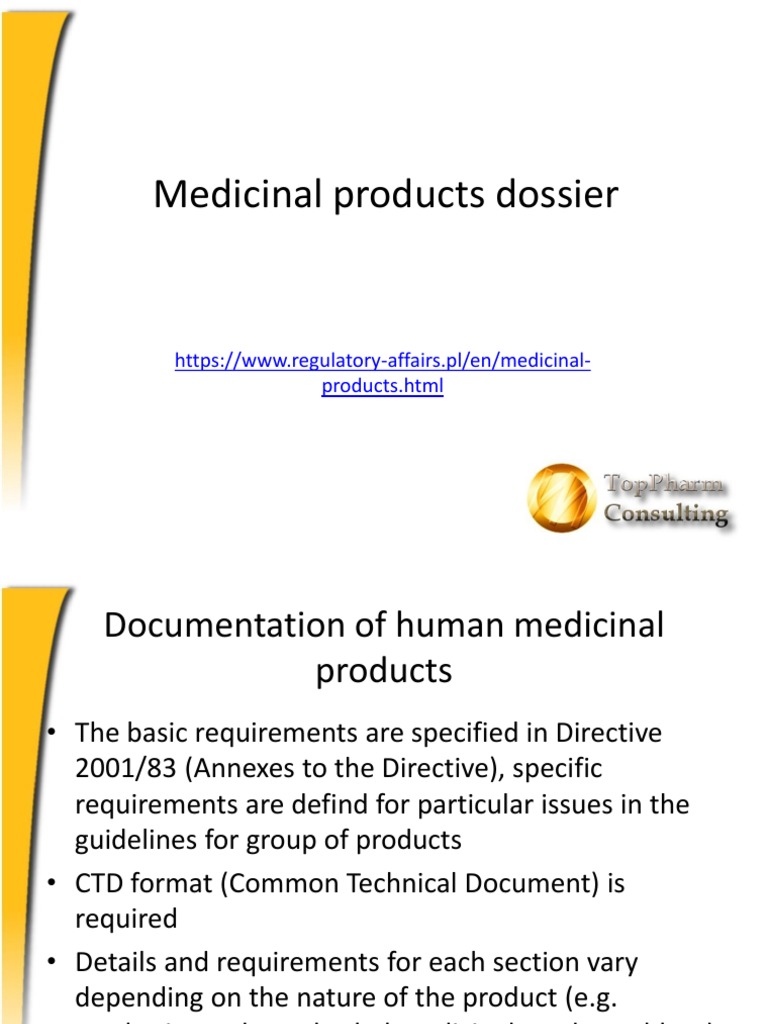 Medicinal Products Dossier | PDF | Drugs | Medicinal Chemistry