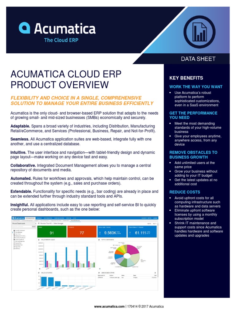 Acumatica Cloud Erp Product Overview | PDF | Enterprise Resource Planning | Cloud Computing