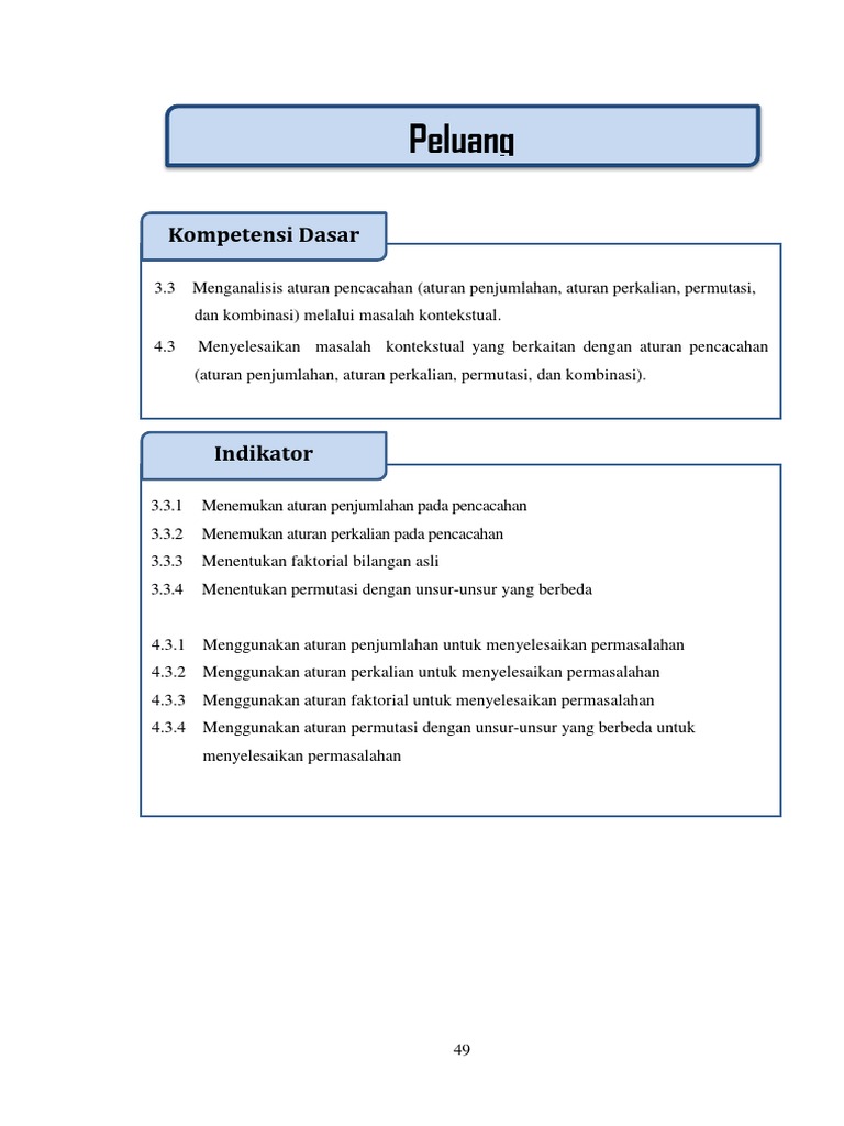 Bahan Ajar Kaidah Pencacahan | PDF