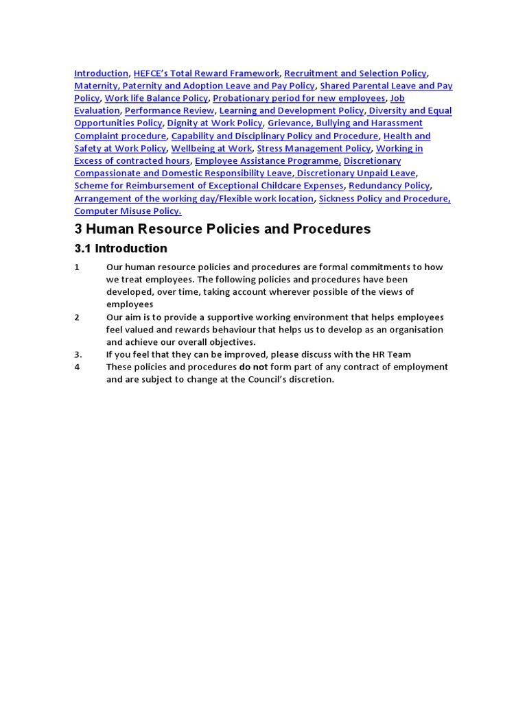 Human Resource Policies and Procedure | PDF | Parental Leave | Employment