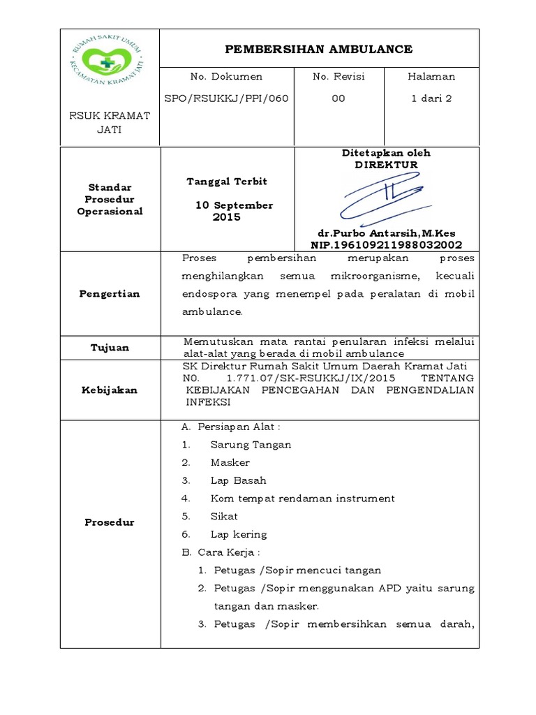 SPO Pembersihan Ambulance | PDF