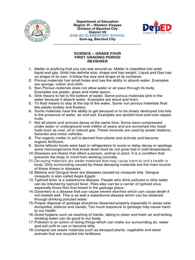 Science - Grade Four Reviewer 1st - 3rd Quarter | PDF | Seed | Digestion