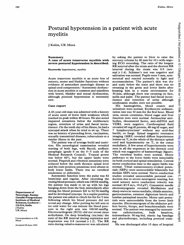 Postural Hypotension With Bradycardia PDF | PDF | Spinal Cord ...
