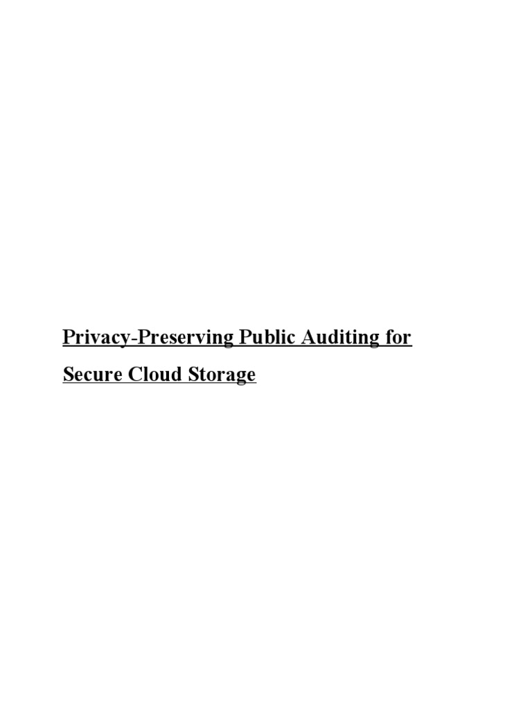 Privacy-Preserving Public Auditing For Secure Cloud Storage | PDF | Client–Server Model ...