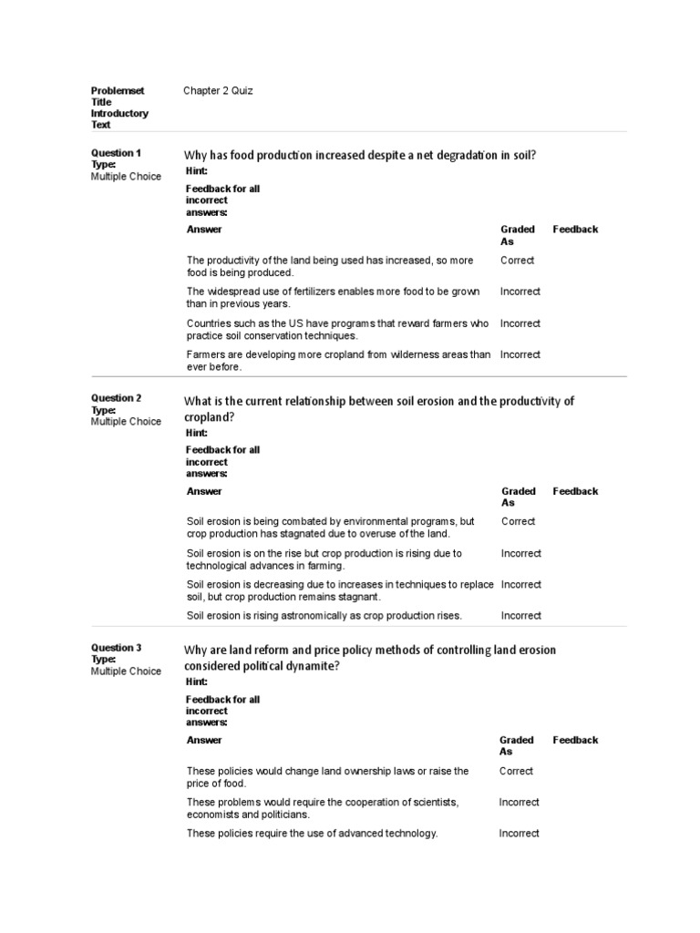 Chapter 2 Quiz | PDF | Drinking Water | Agriculture