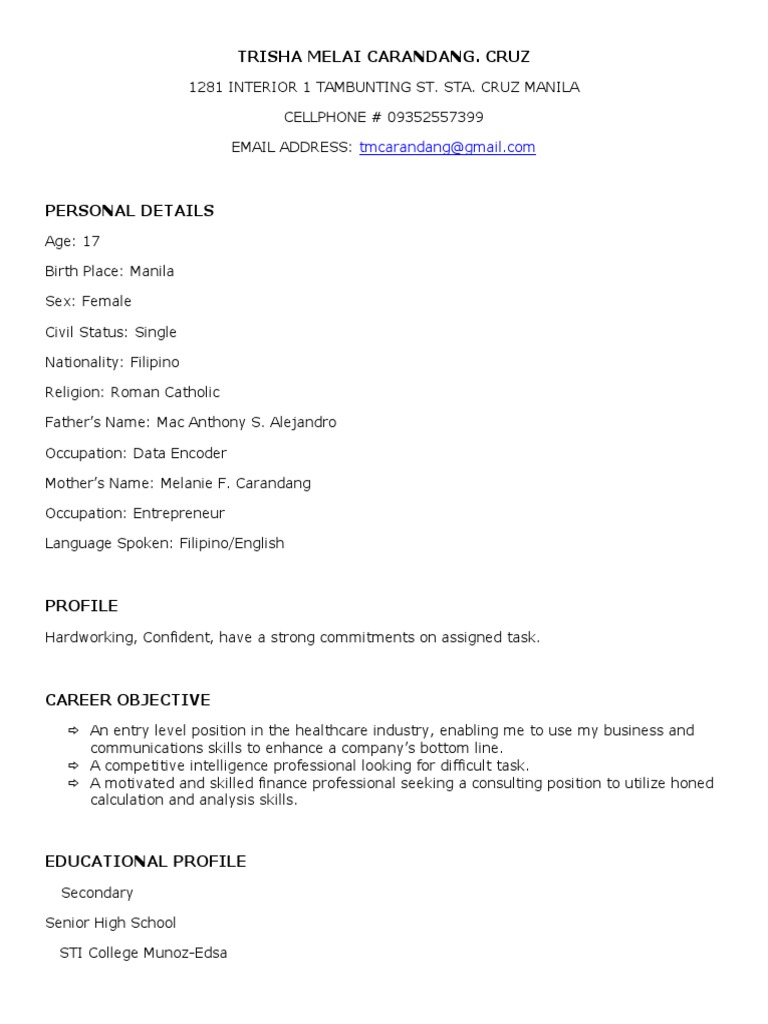 TRISHA Resume | PDF