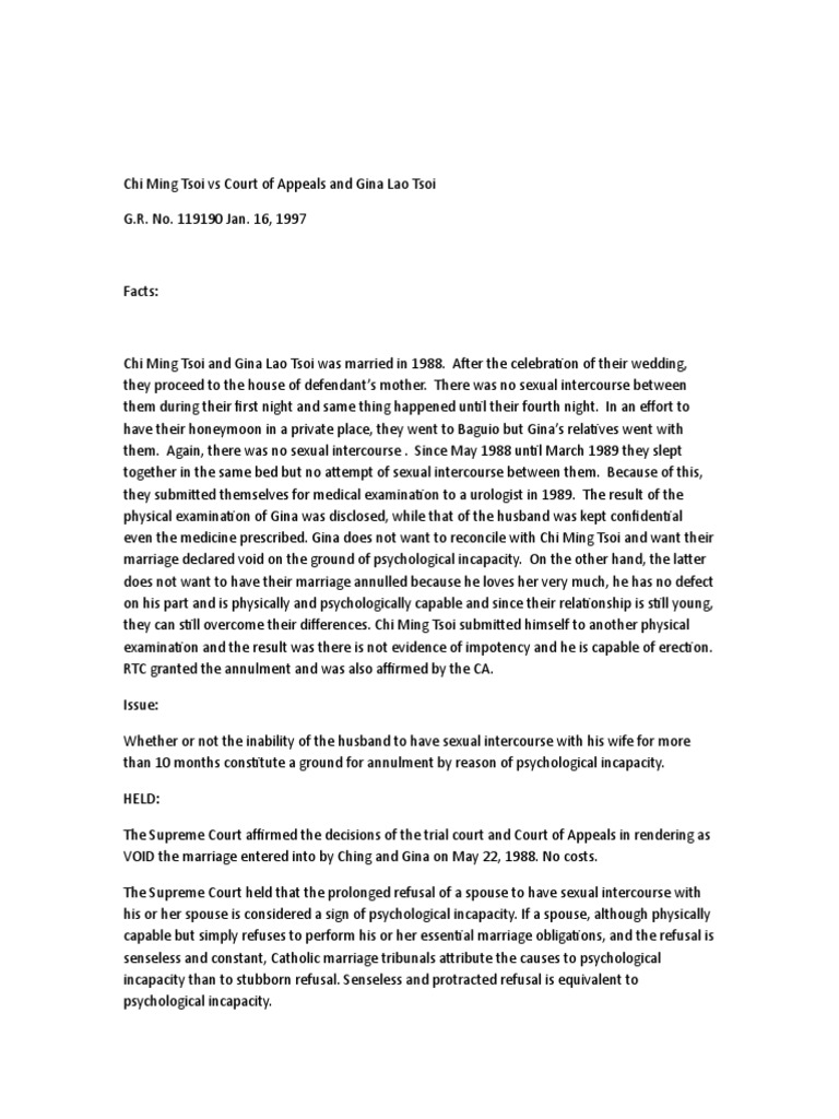 2.chi Ming Tsoi Vs CA | PDF | Annulment | Marriage