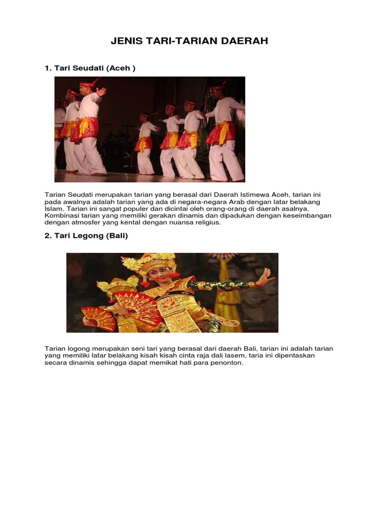Jenis-Jenis Tari Tradisional Indonesia | PDF