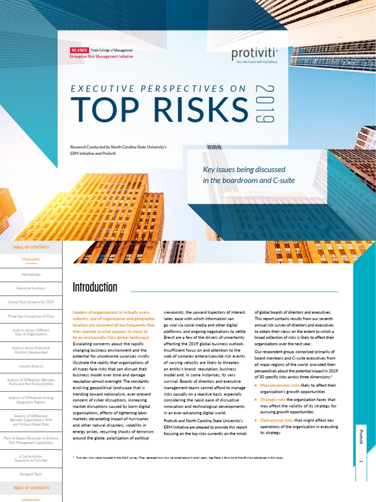 NC State Protiviti Survey Top Risks 2019 | PDF | Risk Management | Data ...